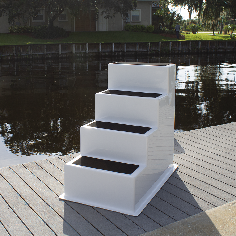 Fiberglass Dock Stairs - 4 Steps with Handrail on Right – Dock Builders ...