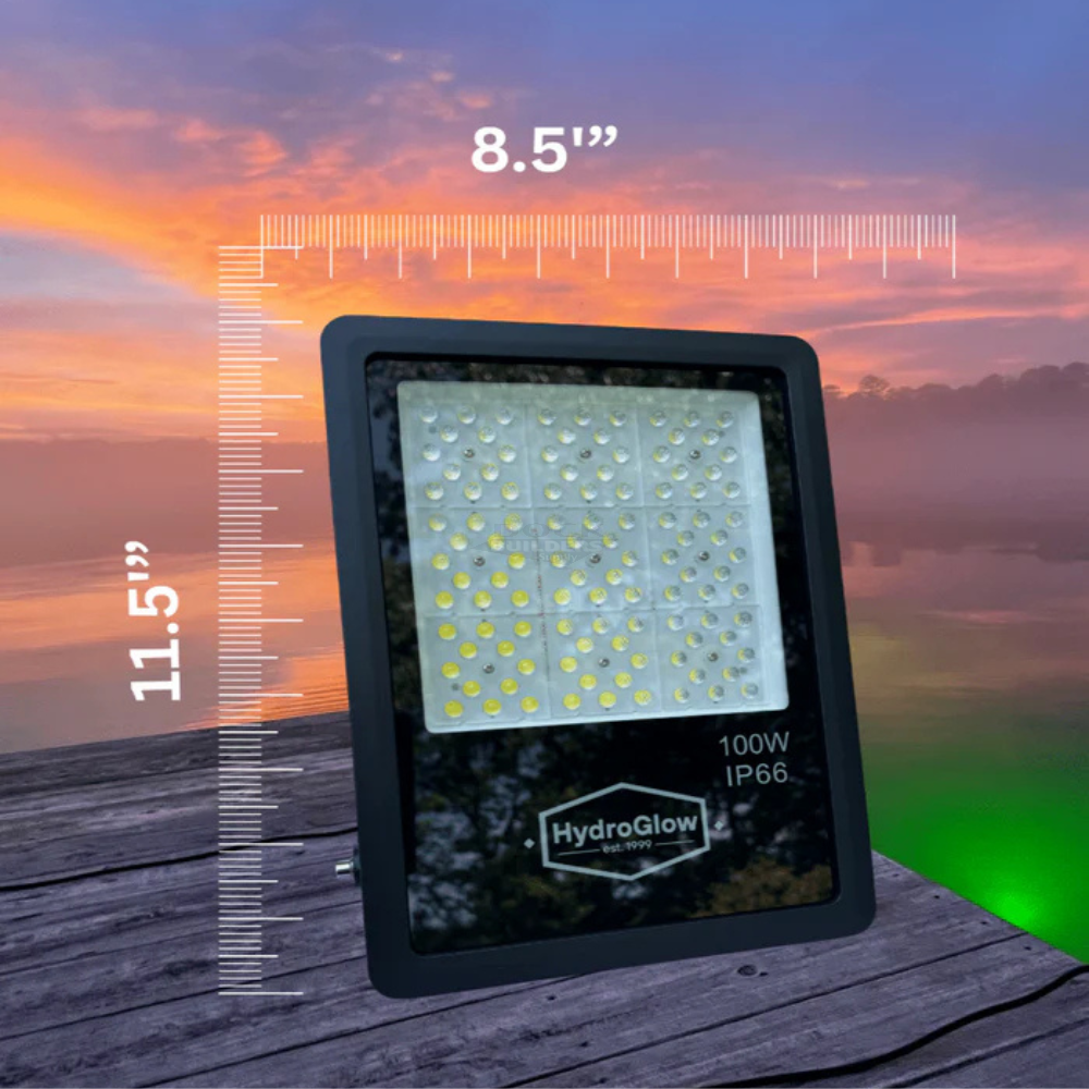 100 Watt Hydro Glow LED Flood Light, Green, 120v AC, 10' Cord – Dock ...