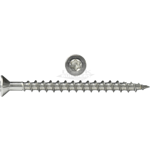 #10 x 3" Wood Deck Screws, 316 Stainless, T25 Torx Star Drive (100 pie ...